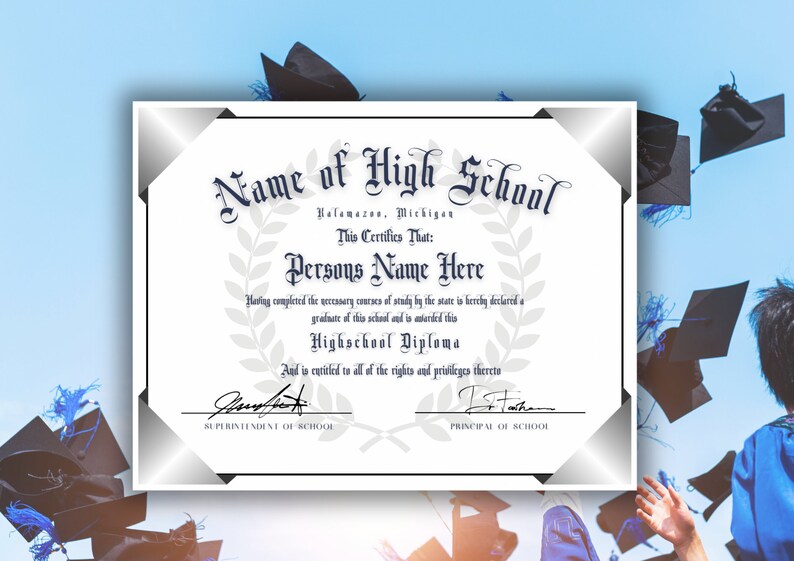 High School Diploma 2026 High School Diploma Template Download 8.5x11 ...