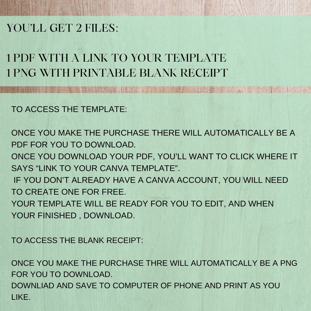 Small Business Receipt Template Printable Blank Receipt Digital ...