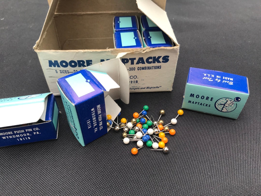 Vintage Map Tacks Moore Push Pin Co Vintage Office Supplies Unique Home ...