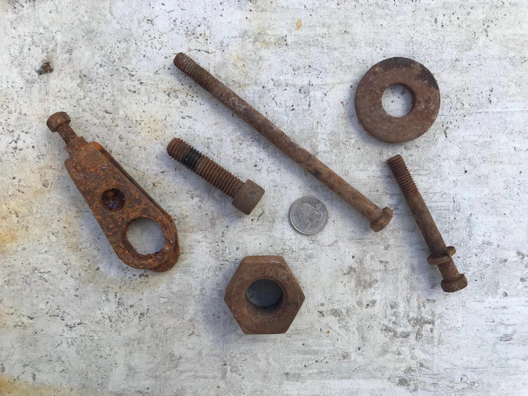 Rusted Metal Assemblage Rusty Nuts and Bolts Rusty Washers Rusted ...