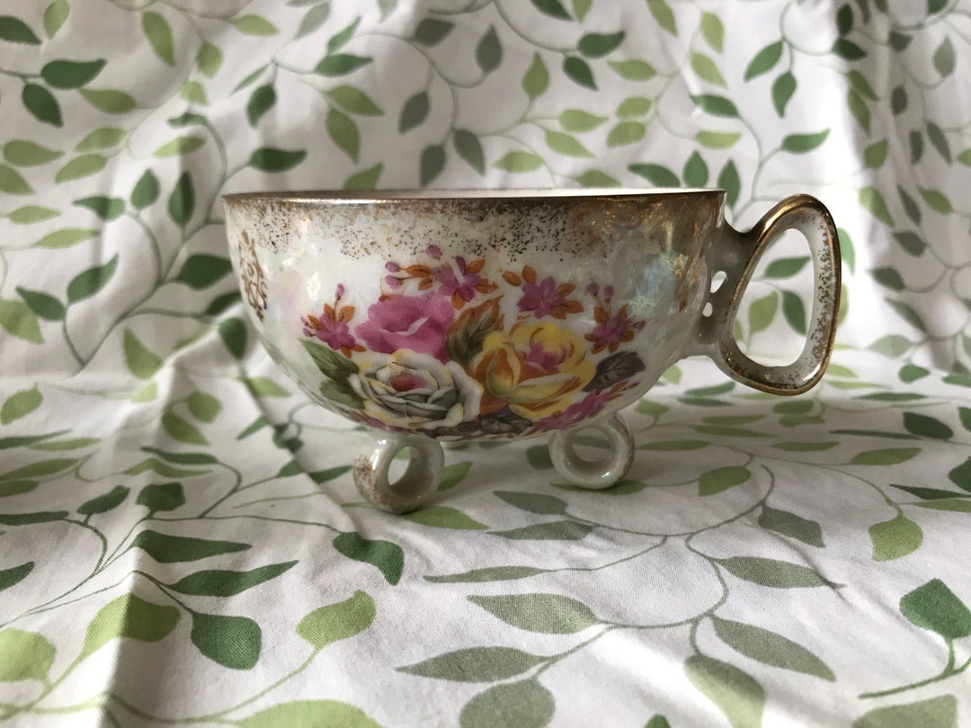 Vintage Oriental Lusterware Tea Cup Iridescent Sugar Bowl Glazed China ...