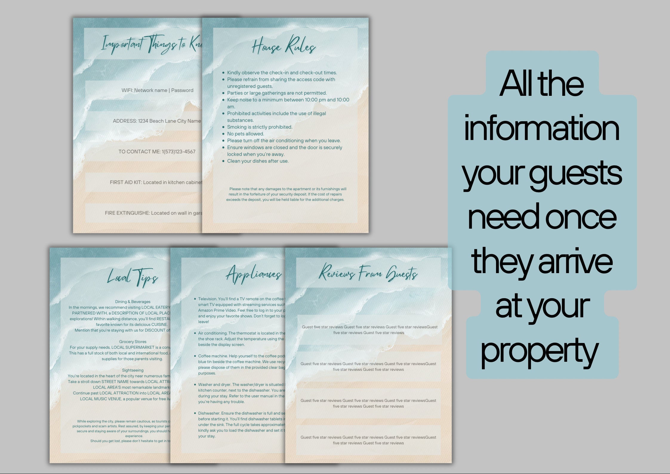 Airbnb Beach Welcome Book Template Airbnb Packet Vrbo Vacation Rental ...