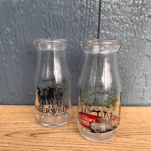 Vintage Milk Bottles Half Pint Milk Bottles Oberweis Dairy Bottle Set of 2 Small Glass Milk ...