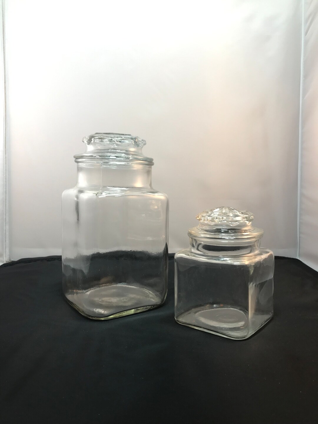 Clear Glass Jars With Lid Set of Vintage Square Glass Canisters ...