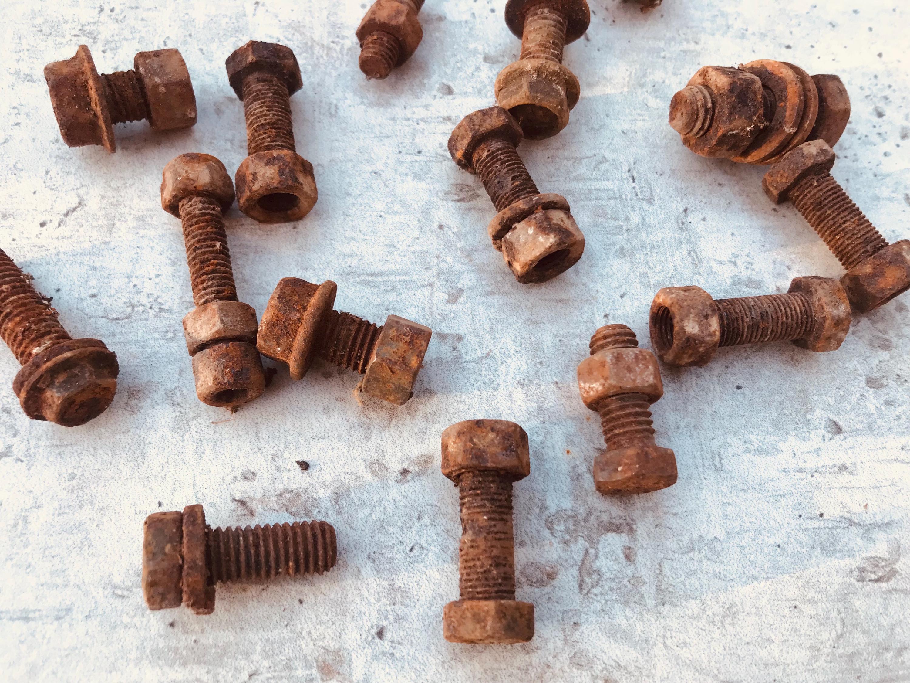 Rusted Metal Assemblage 34 Rusty Nuts and Bolts Rusty Washers Rusted ...