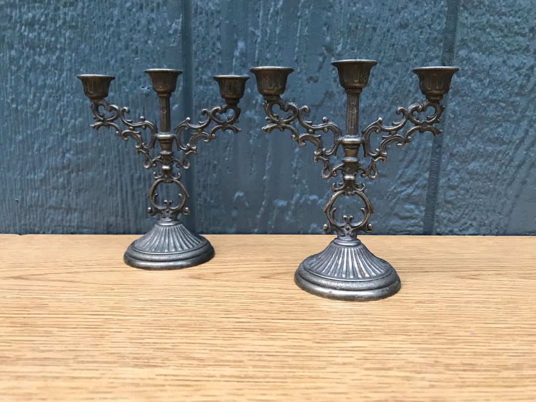 Antique Candelabras Miniature Ornate Matching Chime Candle Holders Set ...