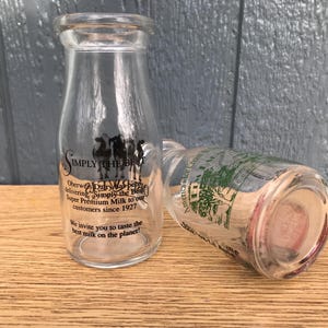 Vintage Milk Bottles Half Pint Milk Bottles Oberweis Dairy Bottle Set of 2 Small Glass Milk ...