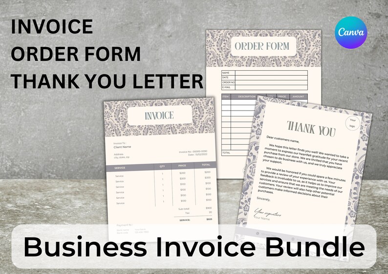 Invoice Template PDF Small Business Receipt Template Canva Editable ...