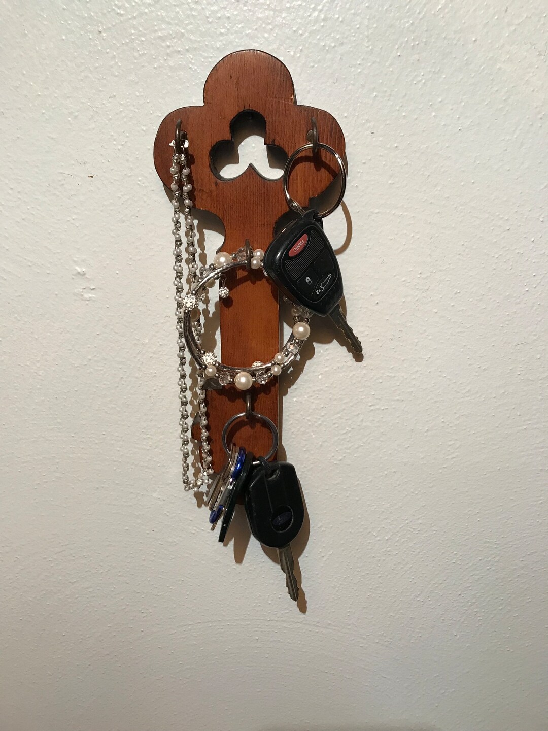 Wooden Wall Hanging Skeleton Key Hooks Vintage Jewelry Hanger Unique ...