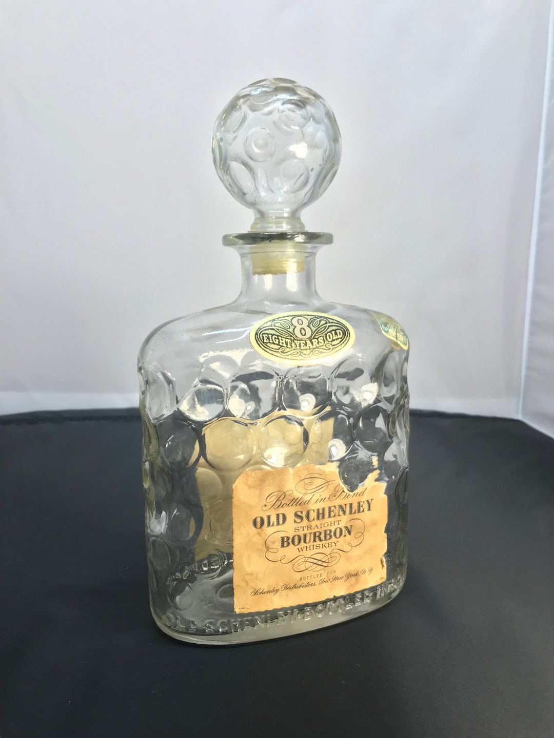 Vintage Whiskey Decanter Old Schenley Bourbon Bottle With Stopper ...