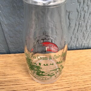 Vintage Milk Bottles Half Pint Milk Bottles Oberweis Dairy Bottle Set of 2 Small Glass Milk ...
