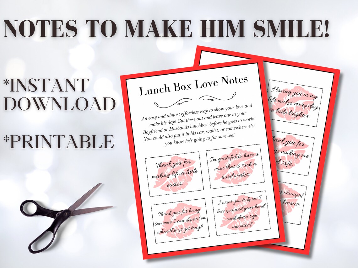 Love Notes for Him Instant Download Thinking of You Gift Printable Gift ...