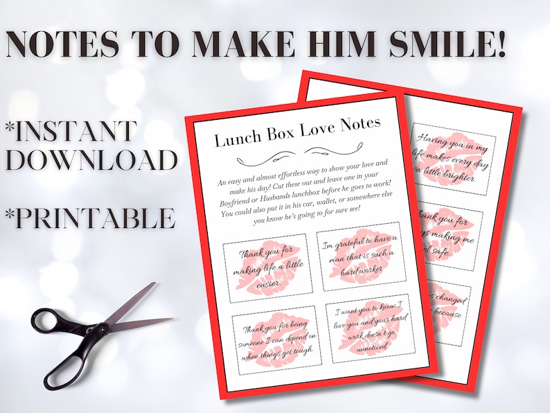 Love Notes for Him Instant Download Thinking of You Gift Printable Gift ...