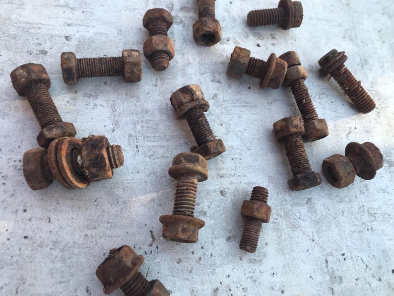 Rusted Metal Assemblage 34 Rusty Nuts and Bolts Rusty Washers Rusted ...