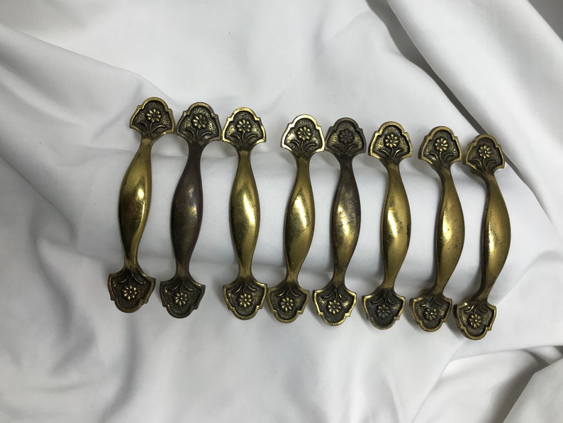 Vintage Kitchen Cabinet Handles Brass Drawer Pulls Dresser Drawer Handles Vintage Shabby Chic ...