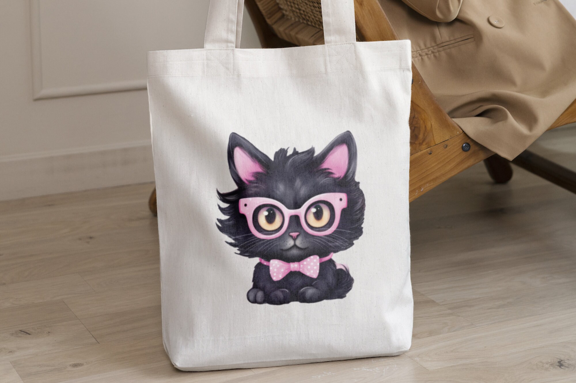 Watercolor Cat Clipart, Cat With Pink Glasses PNG Commercial Use Cute ...