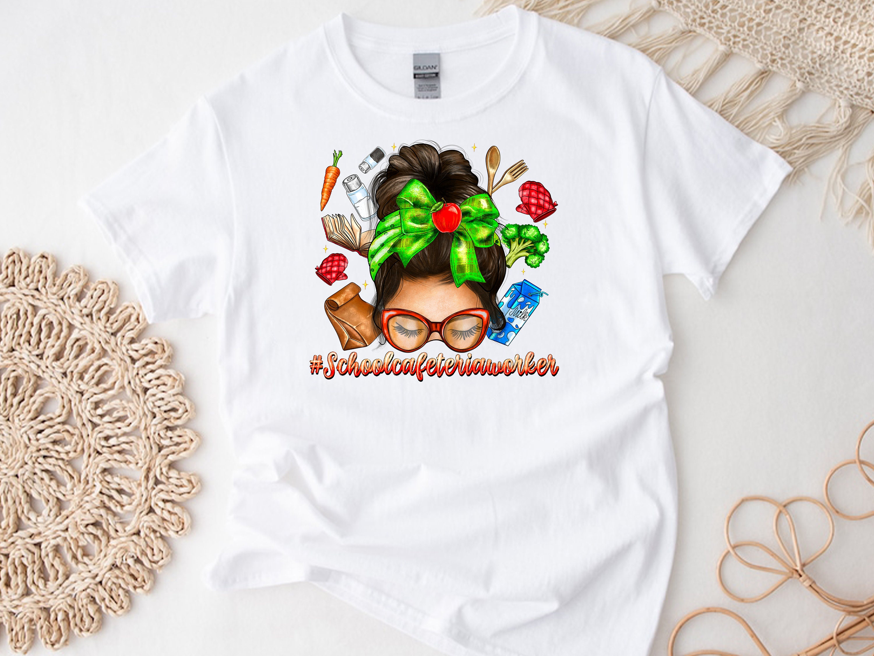 Messy Bun School Cafeteria Worker Png Sublimation Design, Western Art ...