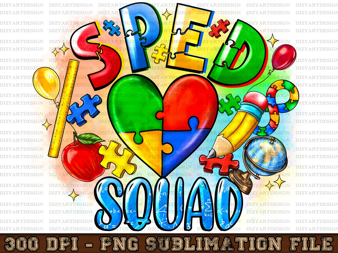 Sped Squad Autism Png Sublimation Design Download, Autism Awareness Png ...