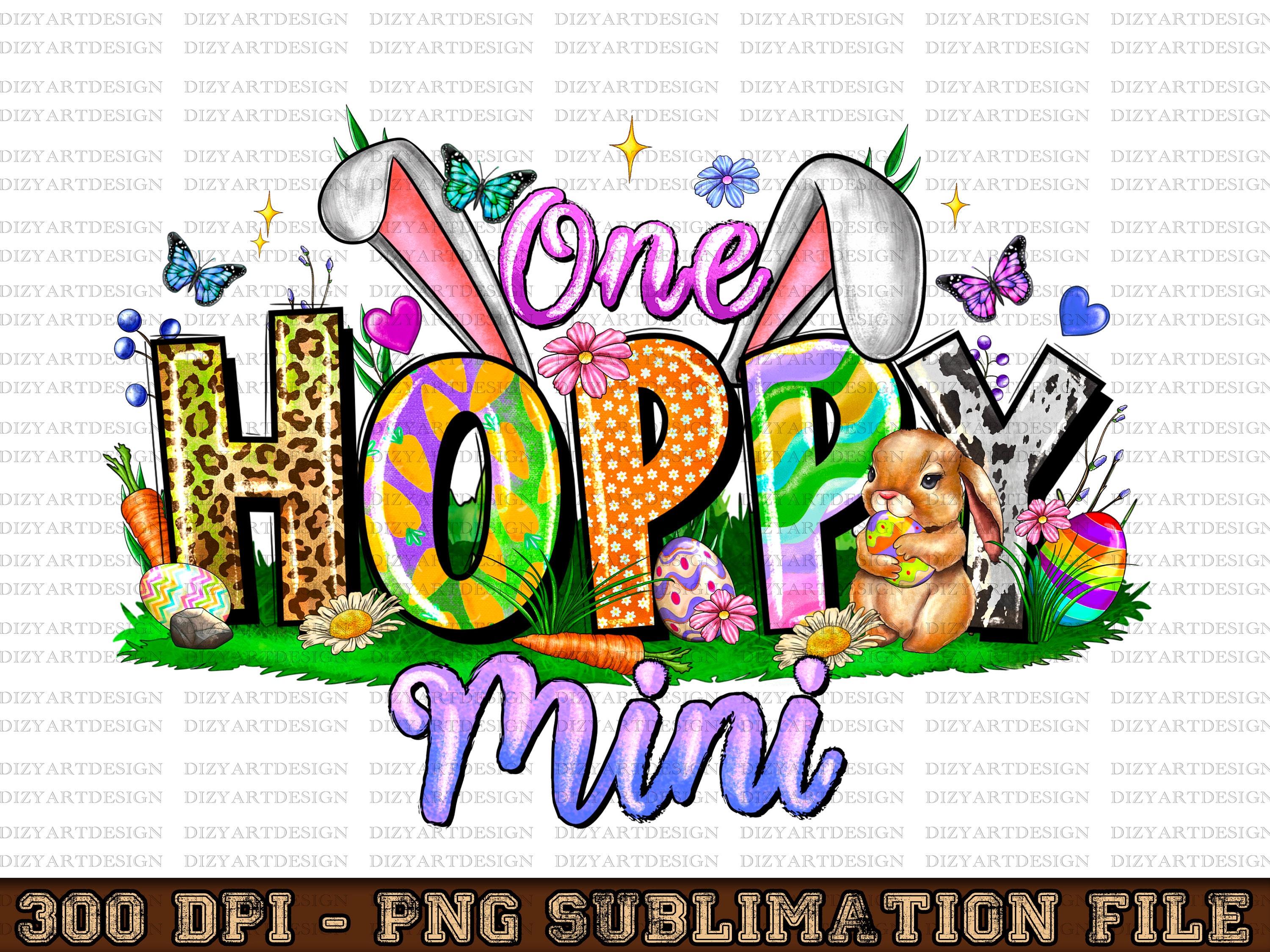 One Hoppy Mini Png Sublimation Design Download Happy Easter - Etsy