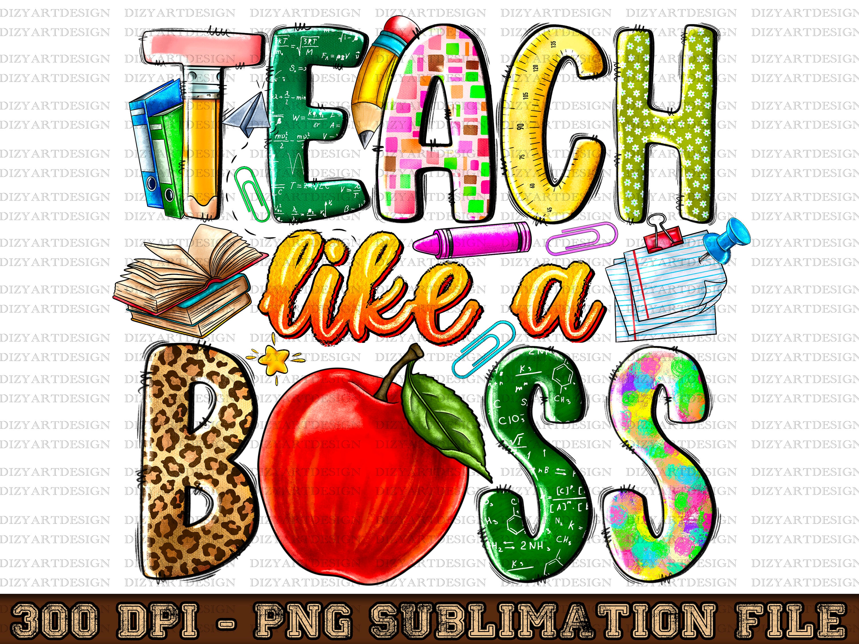 Teach Like a Boss Png Sublimation Design Download - Etsy