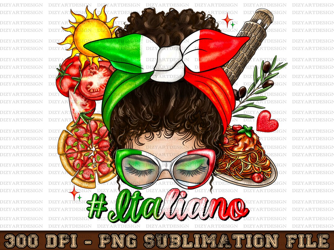 Italiano Messy Bun Png Sublimation Design Download, Italiano Png ...