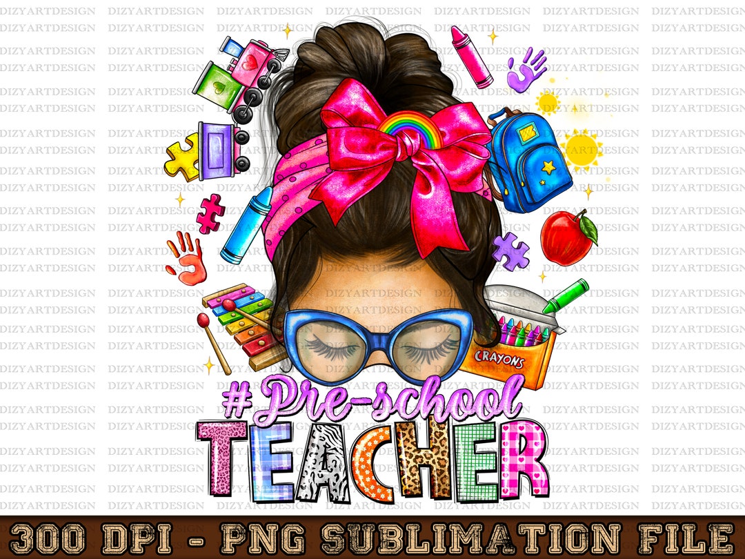 Messy Bun School Teacher Png Sublimation Design, Western Art Teacher ...