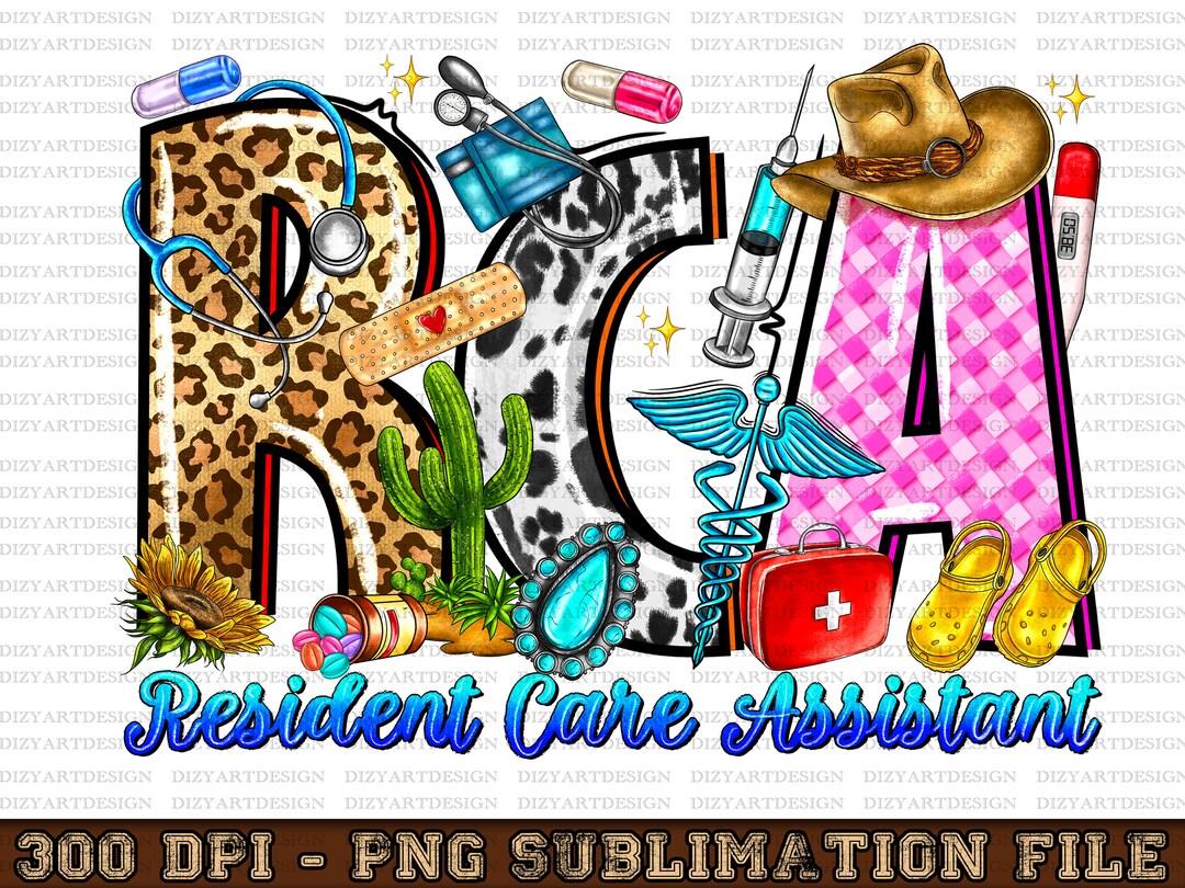 RCA Resident Care Assistant Western Sublimation PNG Design, Hand Drawn ...