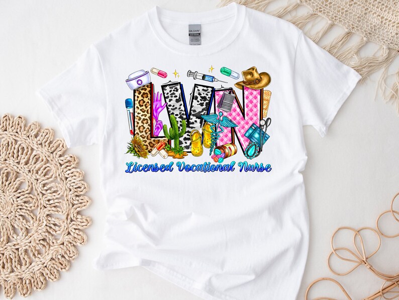 LVN Licensed Vocational Nurse Western Sublimation PNG Design, Hand ...