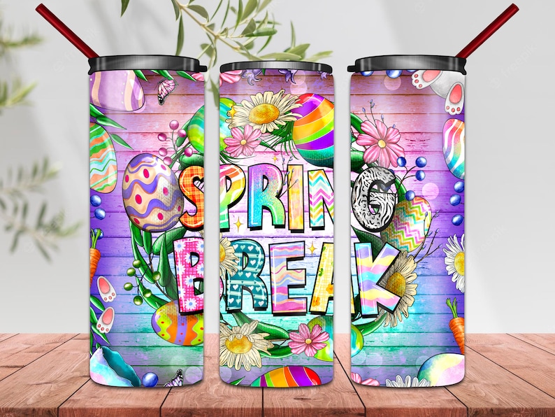 Spring Break Tumbler Png 20oz Skinny Sublimation Tumbler - Etsy