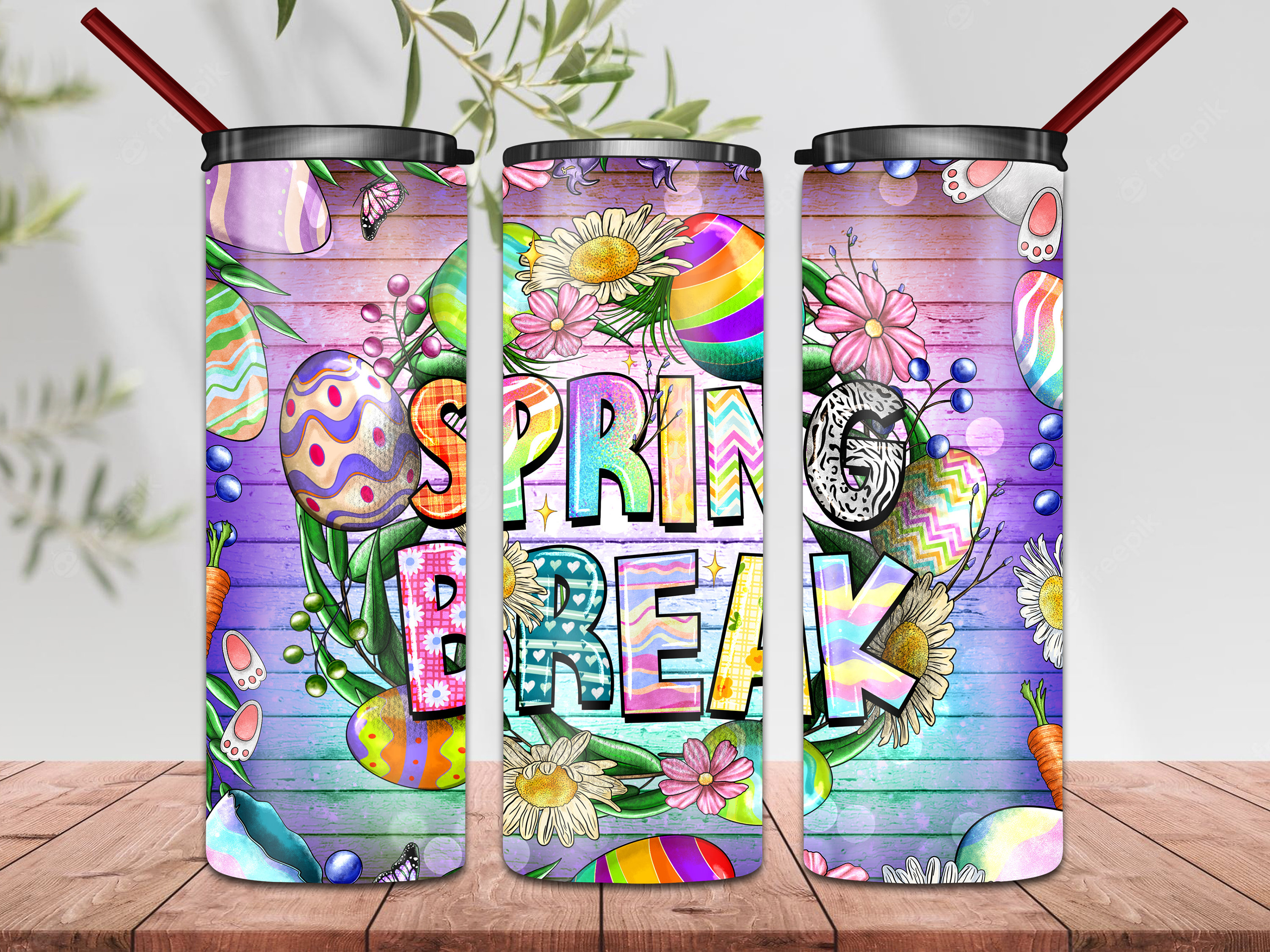Spring Break Tumbler Png, 20oz Skinny Sublimation, Tumbler Wrap Easter ...