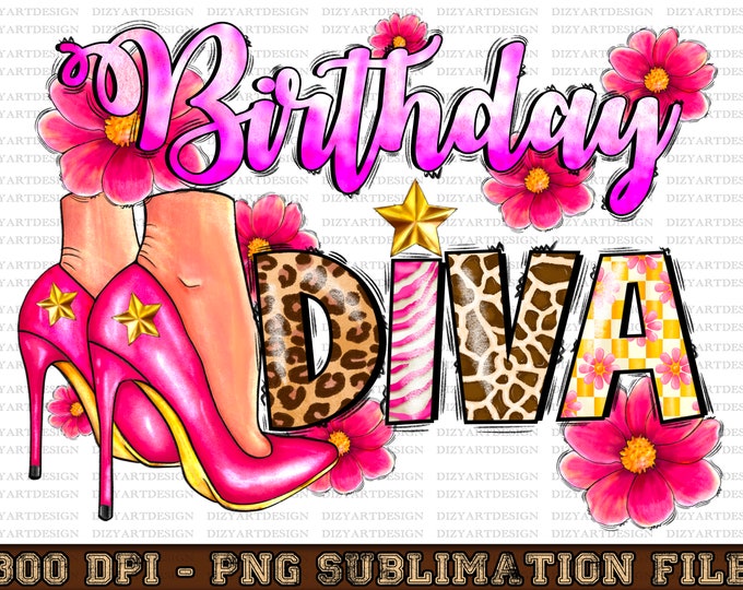 Birthday Diva Png Sublimation Design, Birthday Png, Birthday Queen Png ...