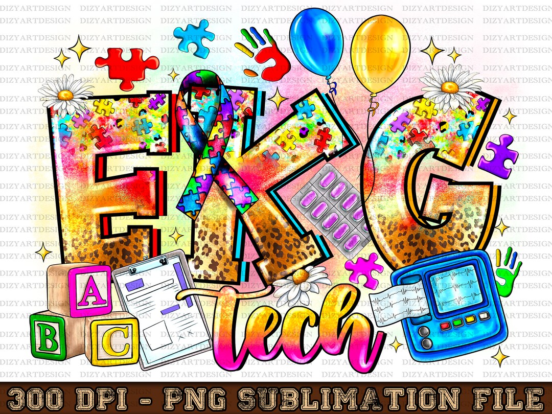 Ekg Tech Austim Sublimation Design Download, Autism Awareness Png ...