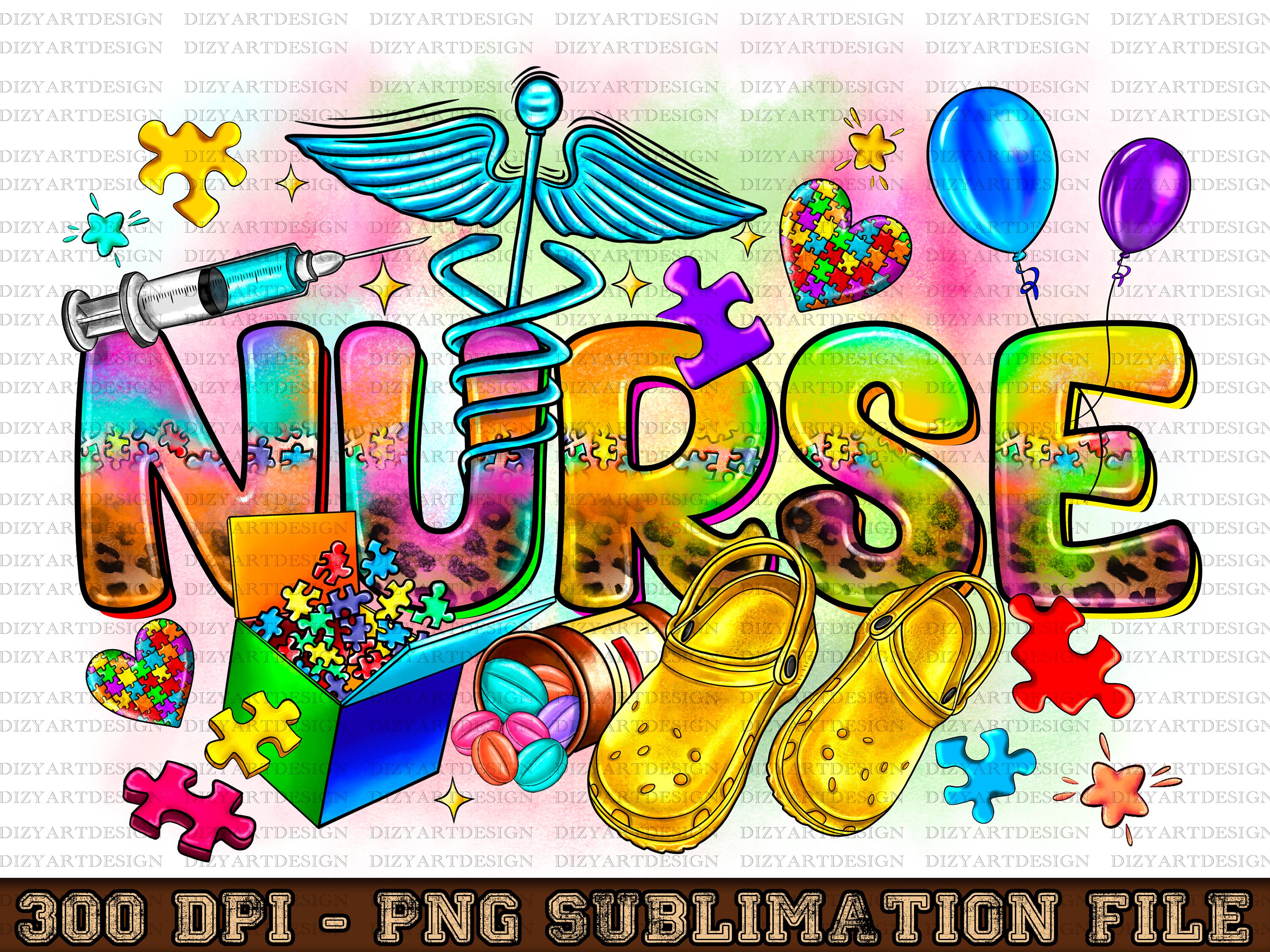 Nurse Autism Png Sublimation Design Download Autism Awareness - Etsy