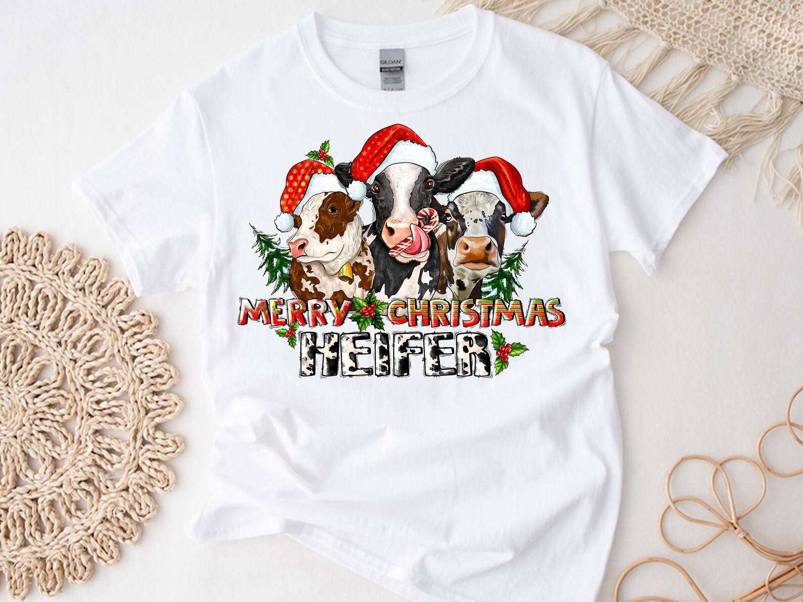 Merry Christmas Heifer Png, Cows Sublimation Design, Christmas Holstein ...