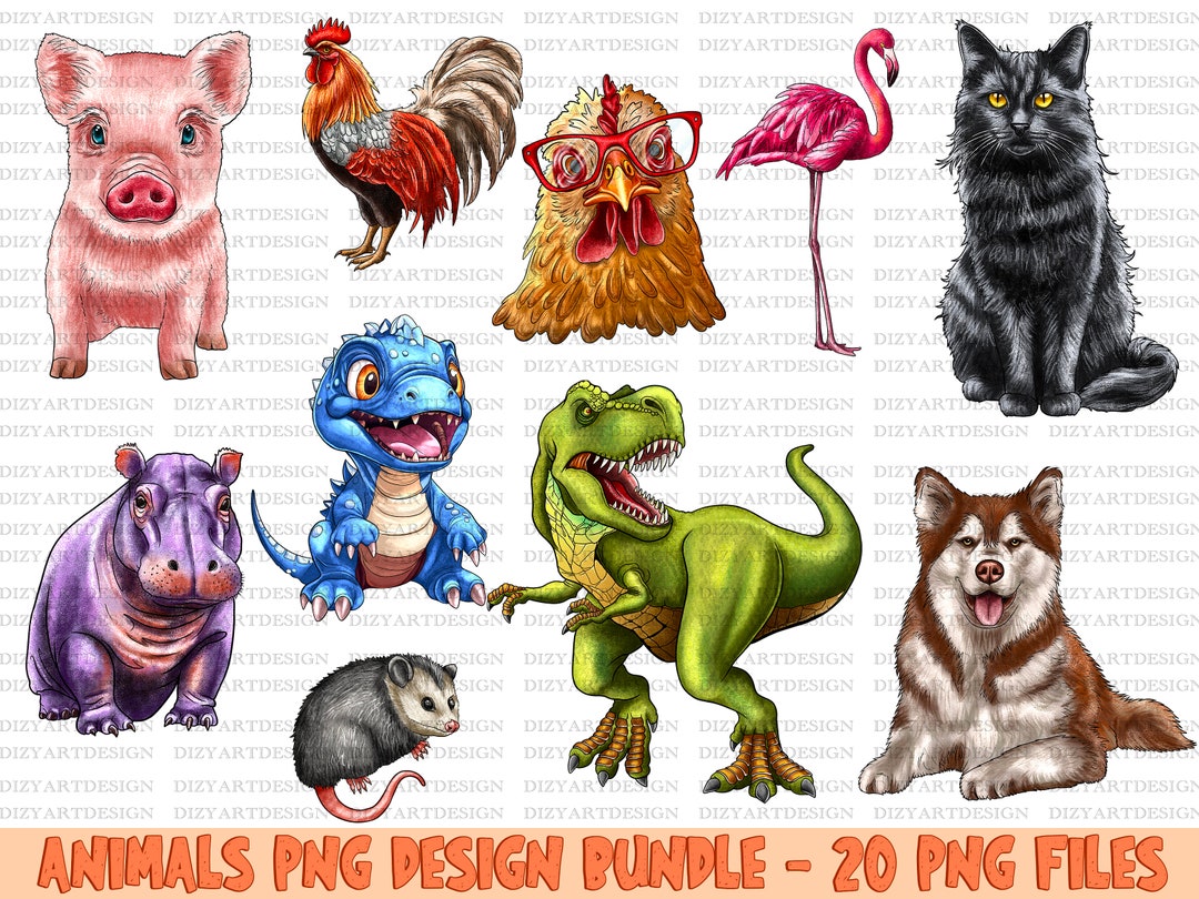 20 + Cute Animals Png Bundle, Cute Animals Bundle, Animal Png, Cute ...