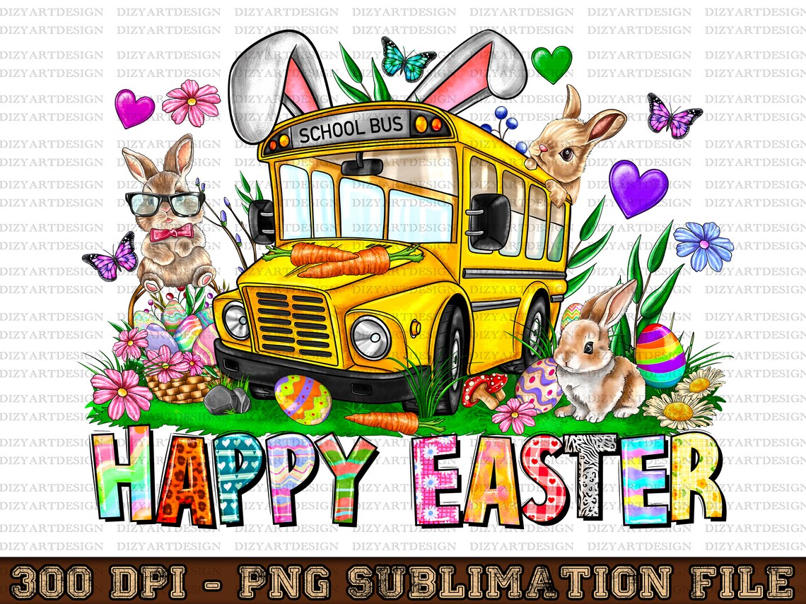 Happy Easter School Bus Driver Png, Teacher Png, Sublimation, Easter ...