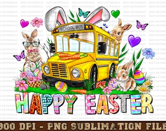Love Easter Bus Driver Png, Teacher Png, Sublimation, Easter Day, Bunny ...