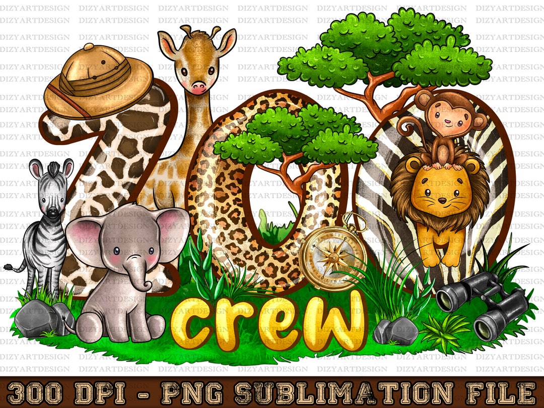 Zoo Crew PNG, Digital Download, Sublimation, Kids, Giraffe, Animal Png ...