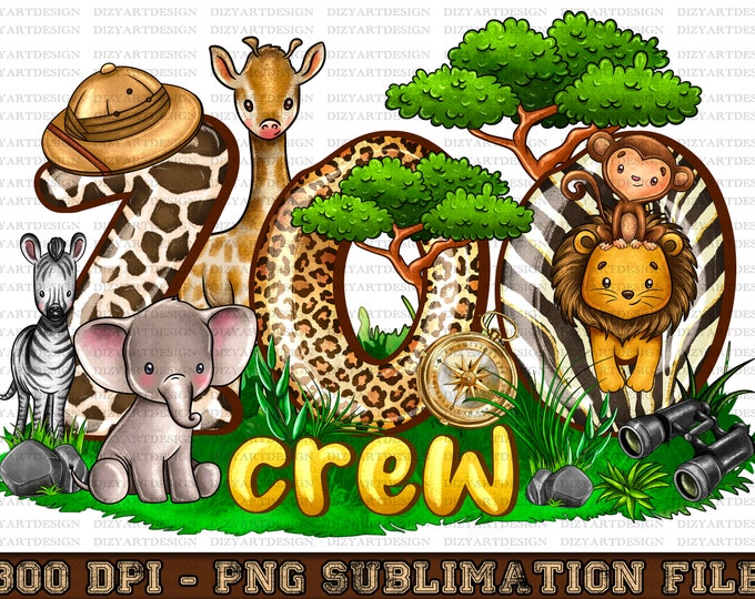 Zoo Crew PNG, Digital Download, Sublimation, Kids, Giraffe, Animal Png ...