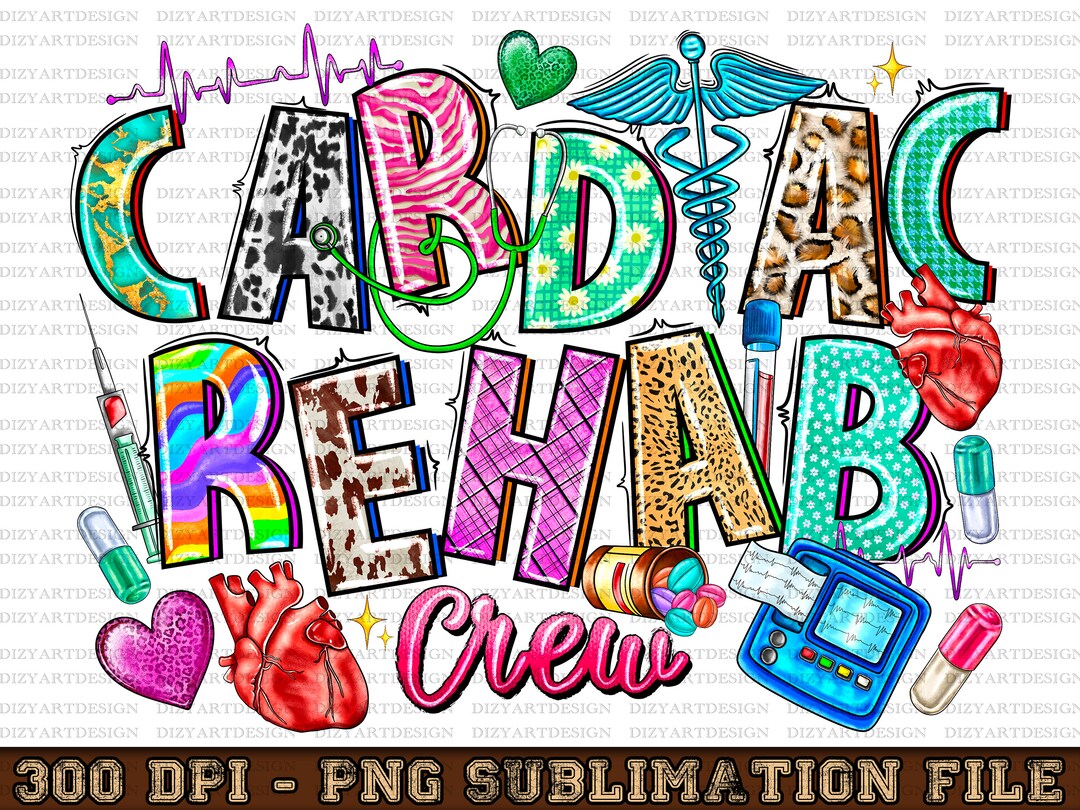 Cardiac Rehab Crew Png, Rehab Nurse Png, Vintage Nurse Png, Leopard ...