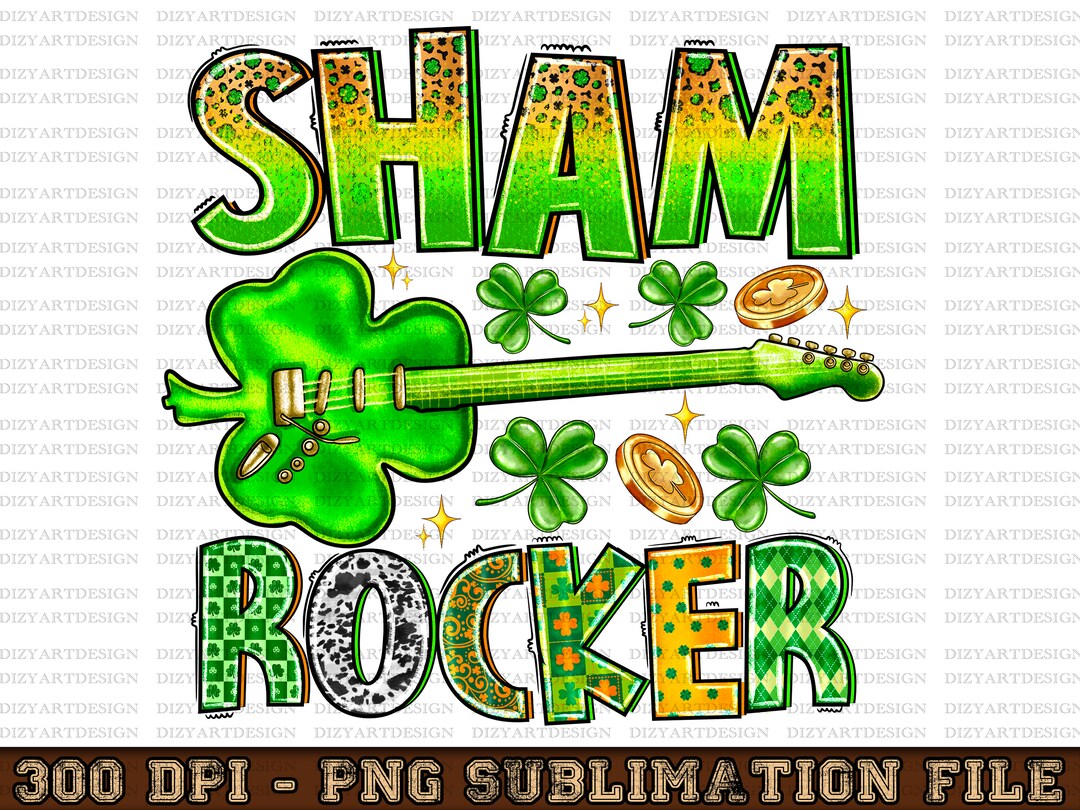 Shamrock, Retro, Shamrocker PNG Sublimation Print File, St. Patrick's ...