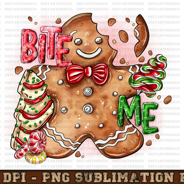 Bite Me Gingerbread Png - Etsy