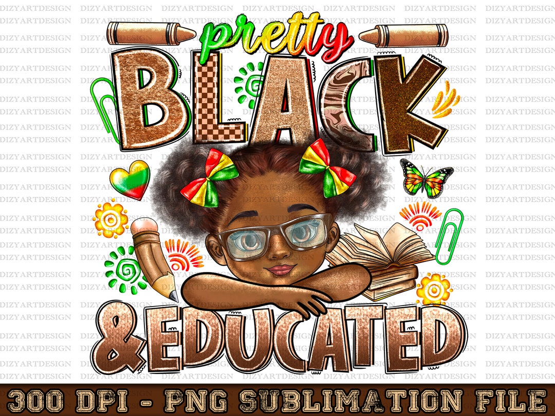 Cute Retro Pretty Black Educated PNG, Black History Girl, Black Melanin ...