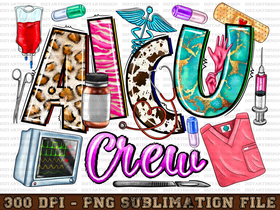AICU Crew, Adult Intensive Care Unit, Vintage Nurse Png, Leopard ...