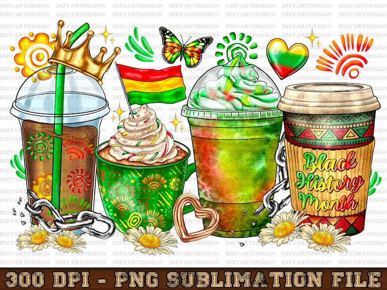 Black History Month Coffee Cups Png, Black Power Png, Coffee Cups Png ...