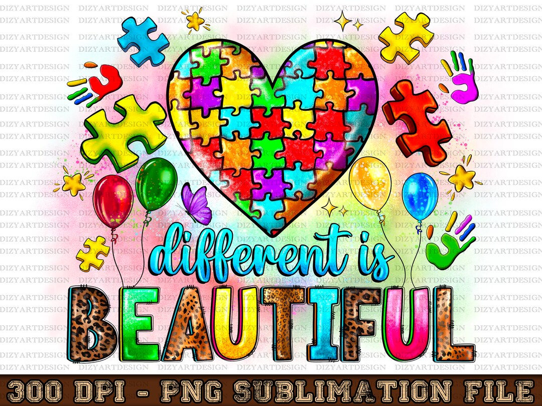 Different is Beautiful Autism Png Sublimation Design Download, Autism ...