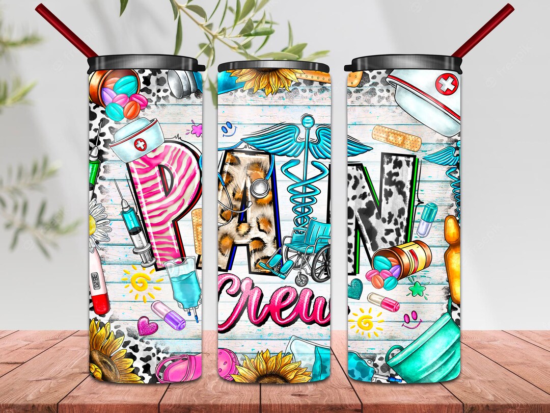 Pain Crew Tumbler Png, 20oz Skinny Sublimation, Tumbler Wrap Nurse ...