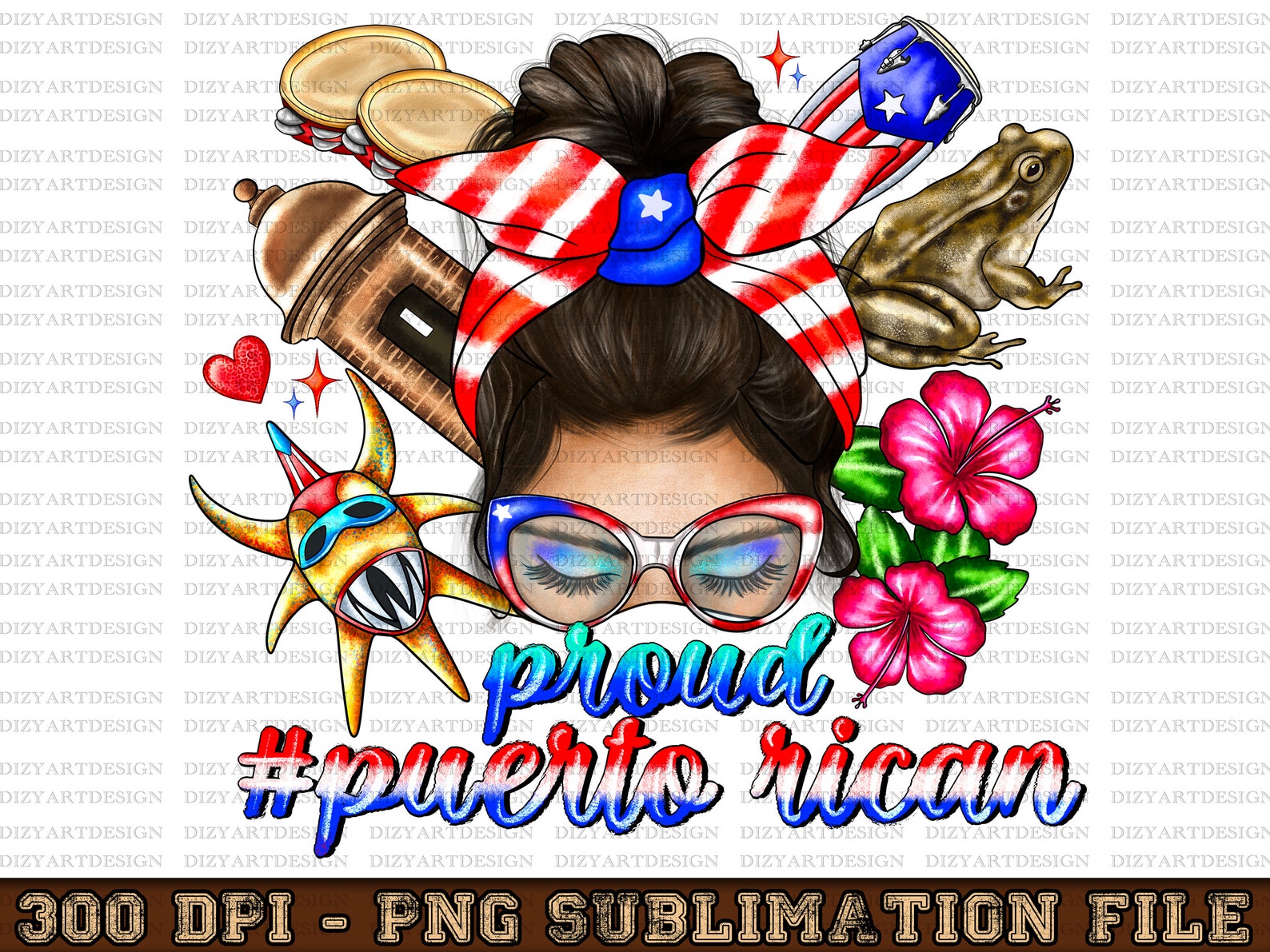 Proud Puerto Rican Messy Bun Png Sublimation Design Download, Messy Bun ...