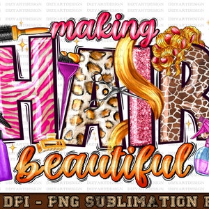 Making Hair Beautiful Png Sublimation Design Download, Hairdresser Png ...