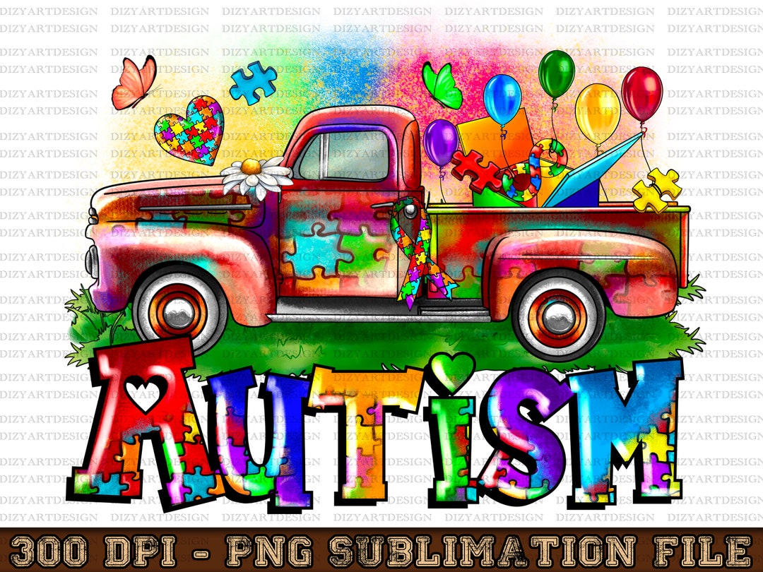 Autism Truck Png Sublimation Design Download, Autism Awareness Png ...